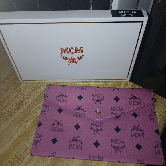 MCM | Bags | Nib Mcm Envelope Clutch In Pink Gwp | Poshmark